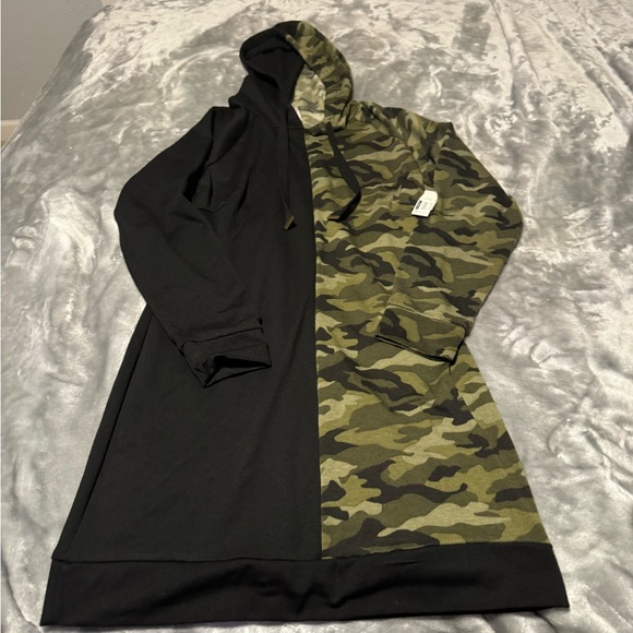 NOBO | Dresses | Nobo Black And Camouflage Hoodie | Poshmark